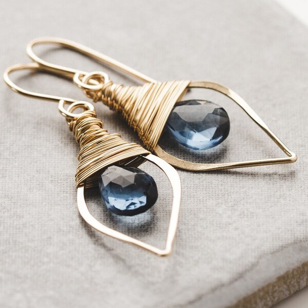 Navy Hoop Earrings - Etsy