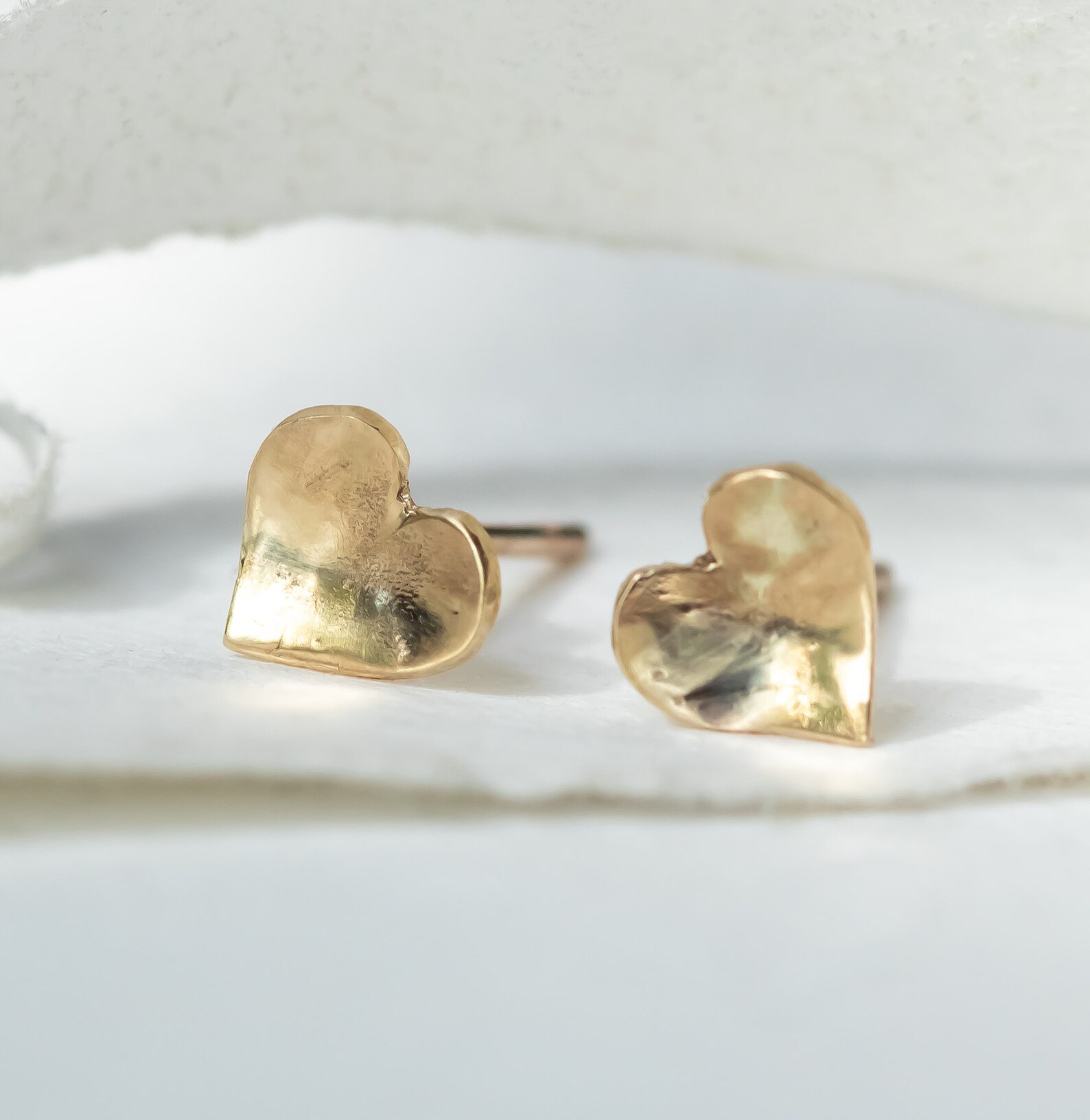 Heart Shaped Studs in Gold or Silver - Stud Earrings - Valentines ...