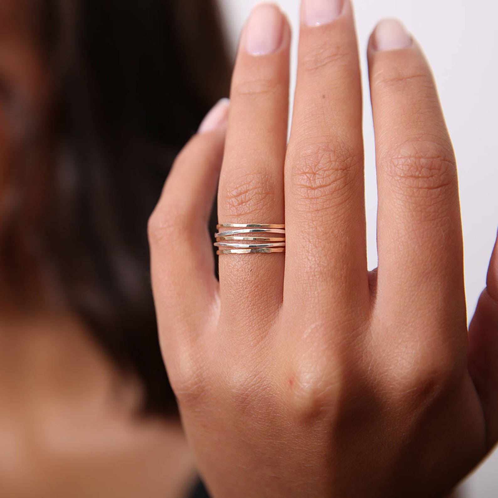 Skinny Stacking Rings 5 Rings Gold Rings Silver Rings - Etsy