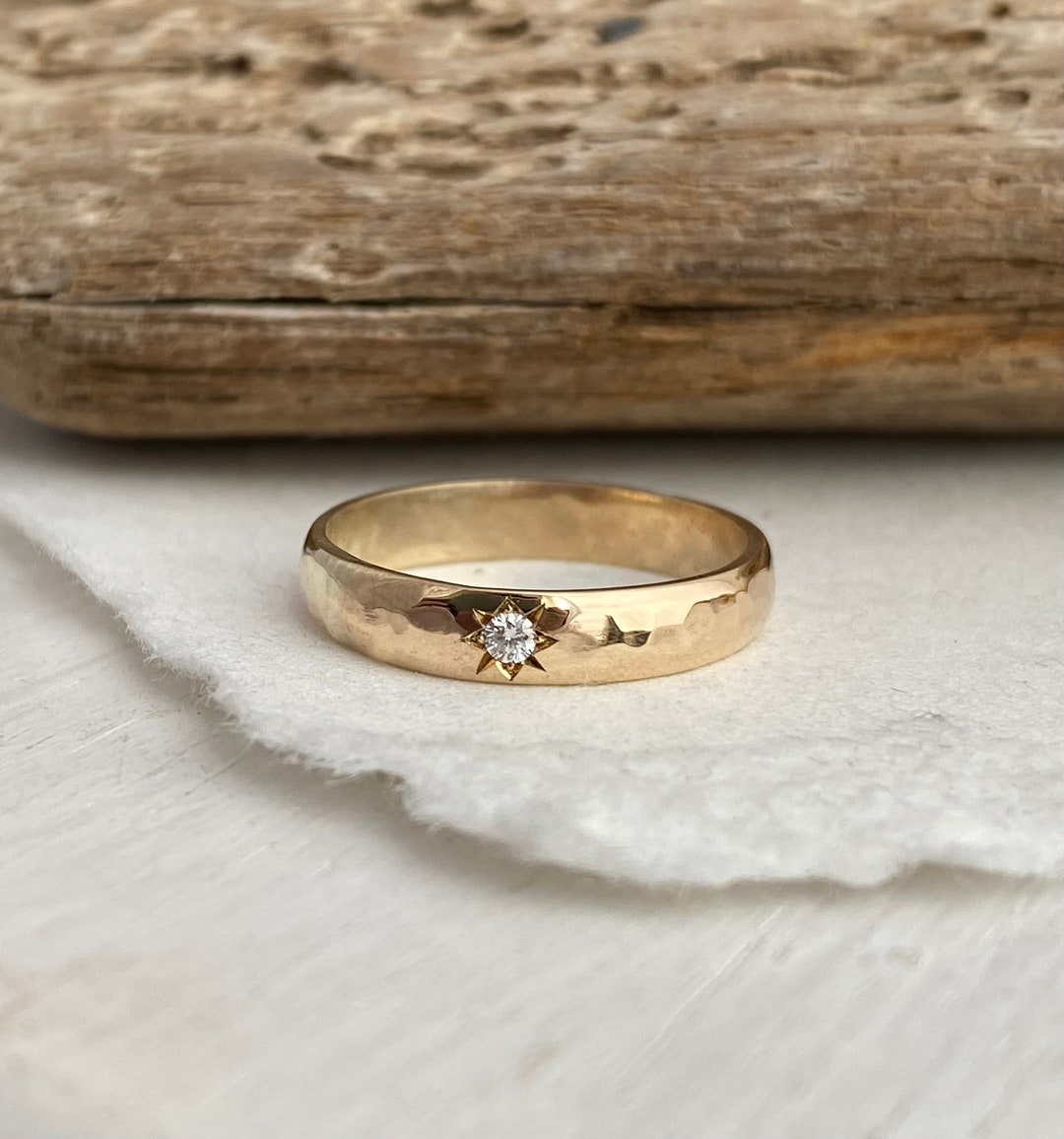 Star Set Diamond Band Gold Band Wedding Ring Star Ring - Etsy