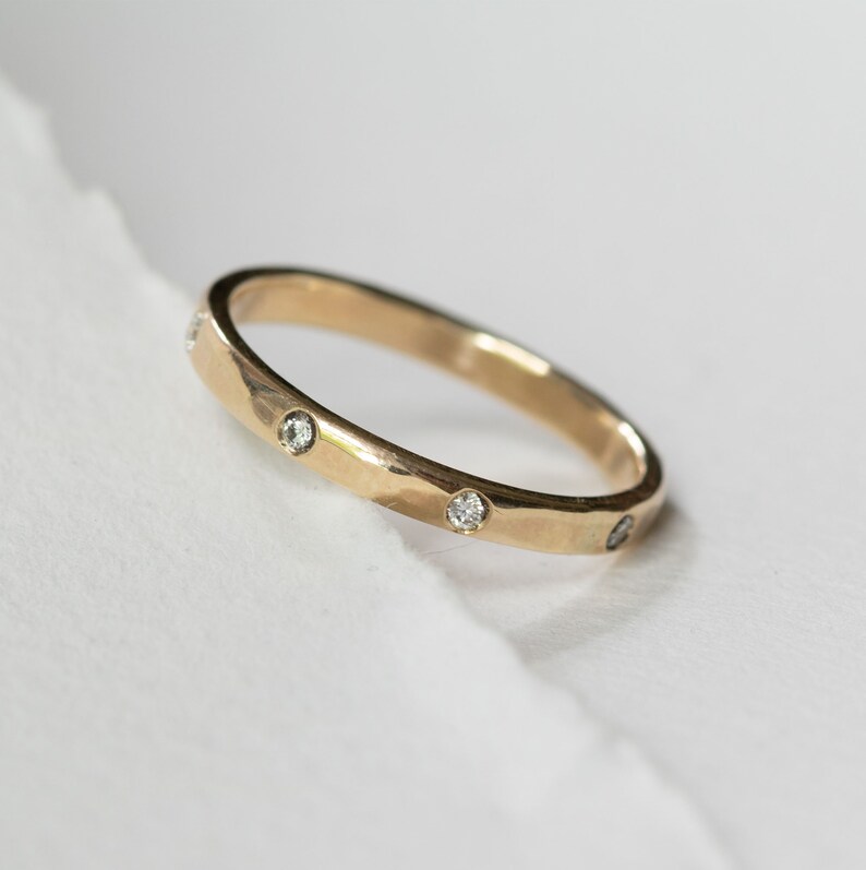 Diamond Studded Wedding Band Gold Band Wedding Ring - Etsy