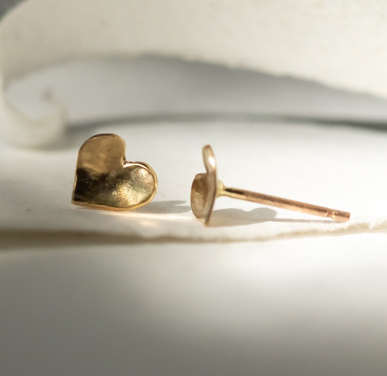 Heart Shaped Studs in Gold or Silver - Stud Earrings - Valentines ...