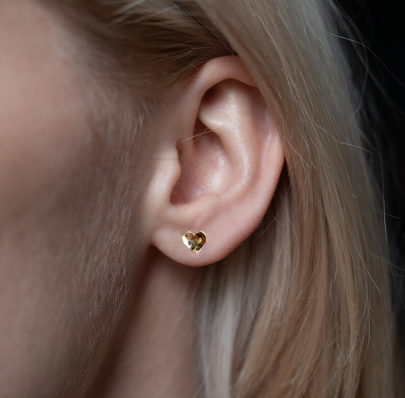 Heart Shaped Studs in Gold or Silver Stud Earrings | Etsy