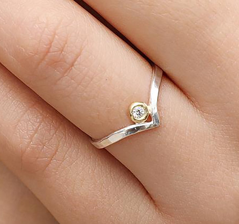 Diamond Wishbone Ring Gold Wishbone Ring Silver Wishbone - Etsy