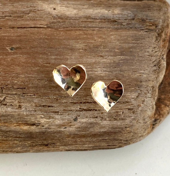Heart Shaped Studs in Gold or Silver Stud Earrings | Etsy