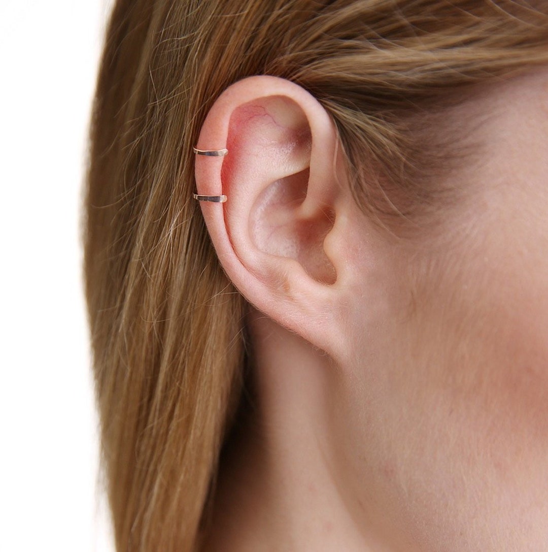 Double Ring Ear Cuff in Gold, Silver, Silver Ear Cuff, Gold Ear Cuff ...