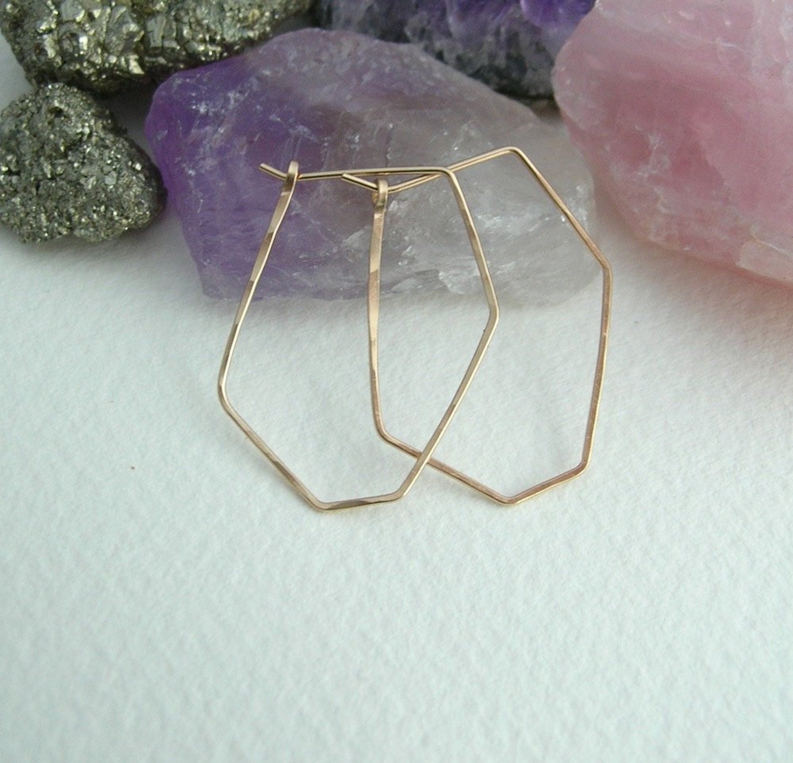 Geometric Hoop Earrings Silver Hoops Gold Hoops Angled - Etsy