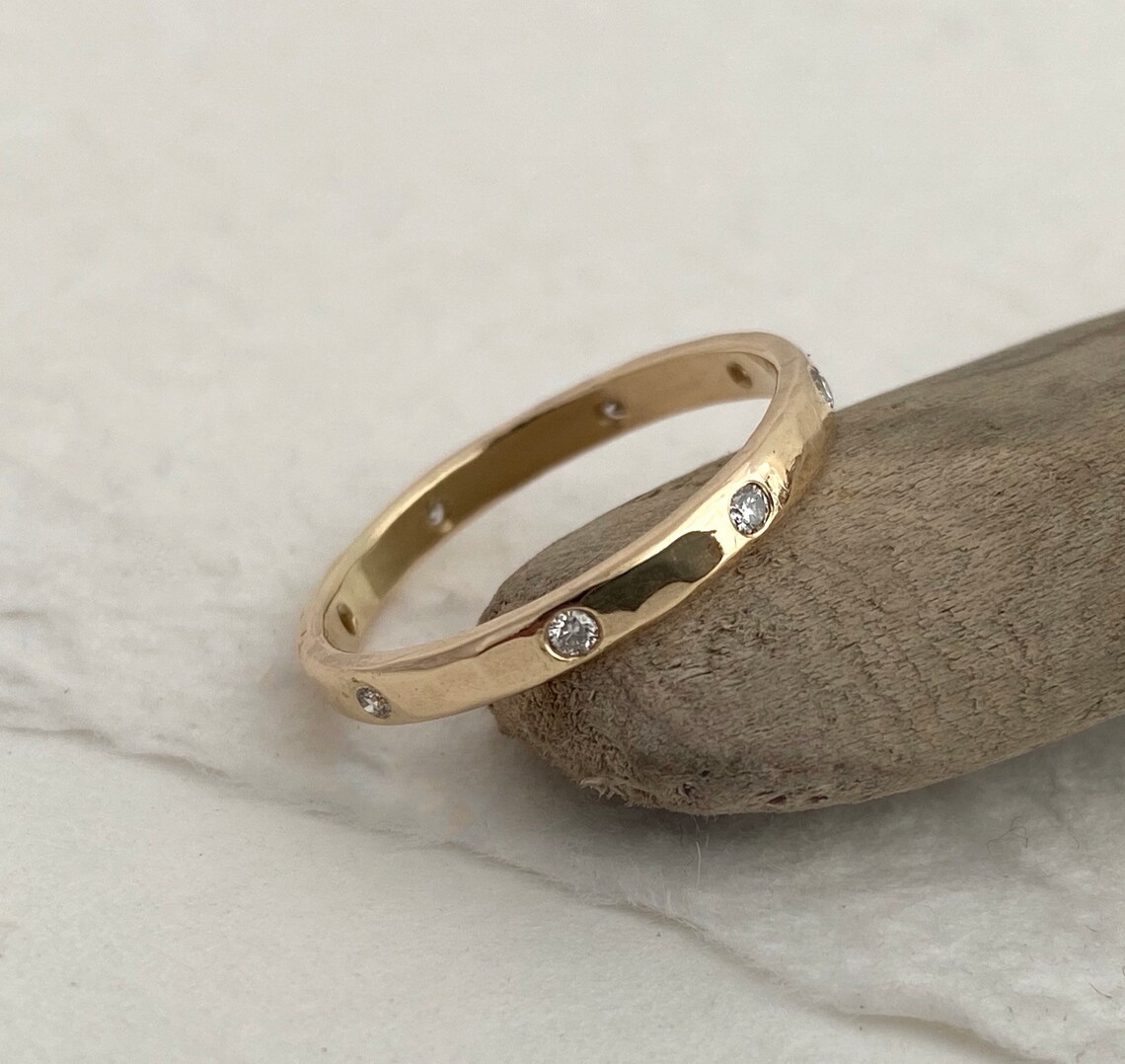 Diamond Studded Wedding Band Gold Band Wedding Ring | Etsy