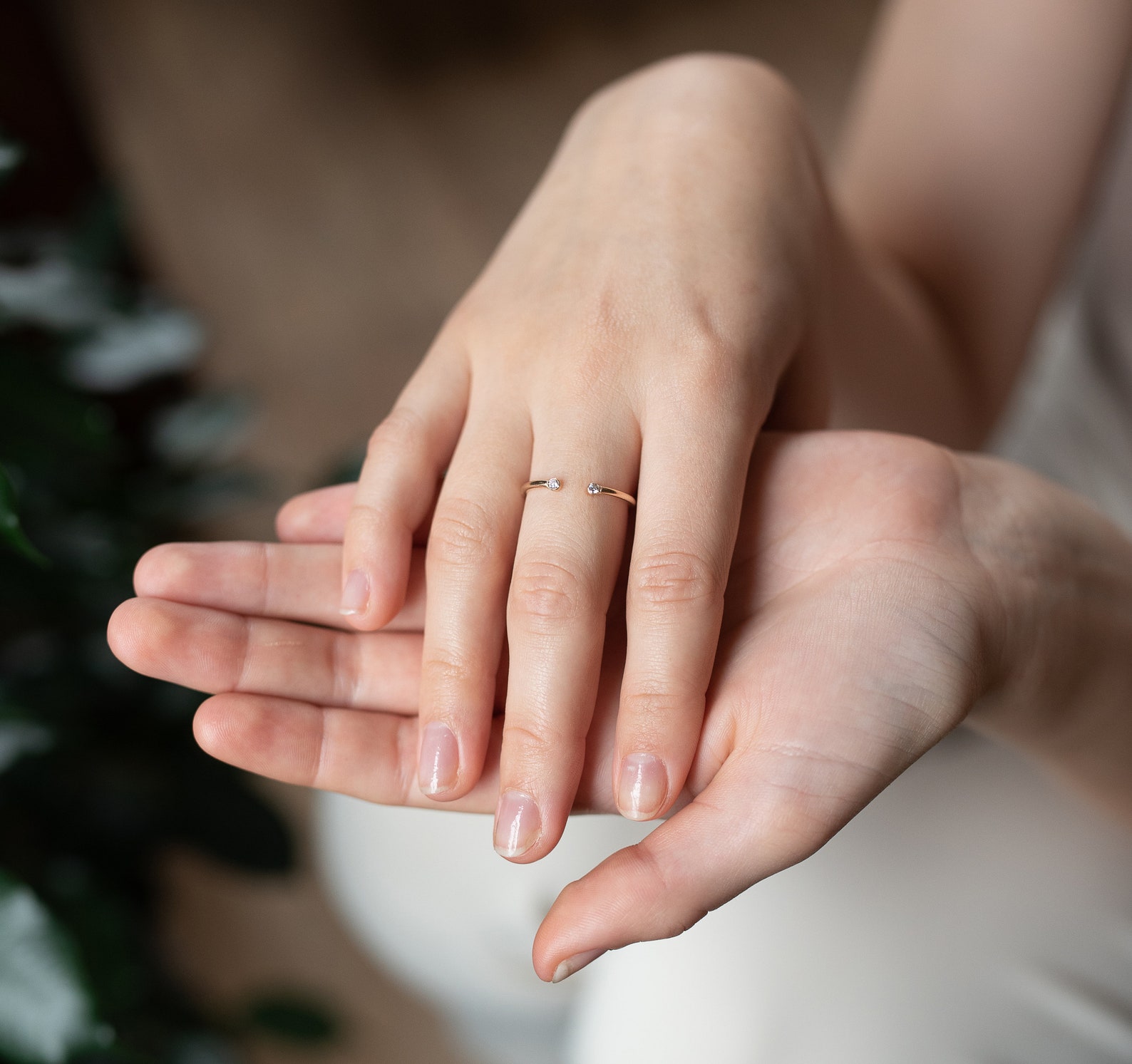 Open Diamond Ring Slim Diamond Ring Unique Ring Diamond - Etsy