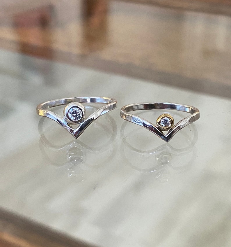 Diamond Wishbone Ring Gold Wishbone Ring Silver Wishbone - Etsy