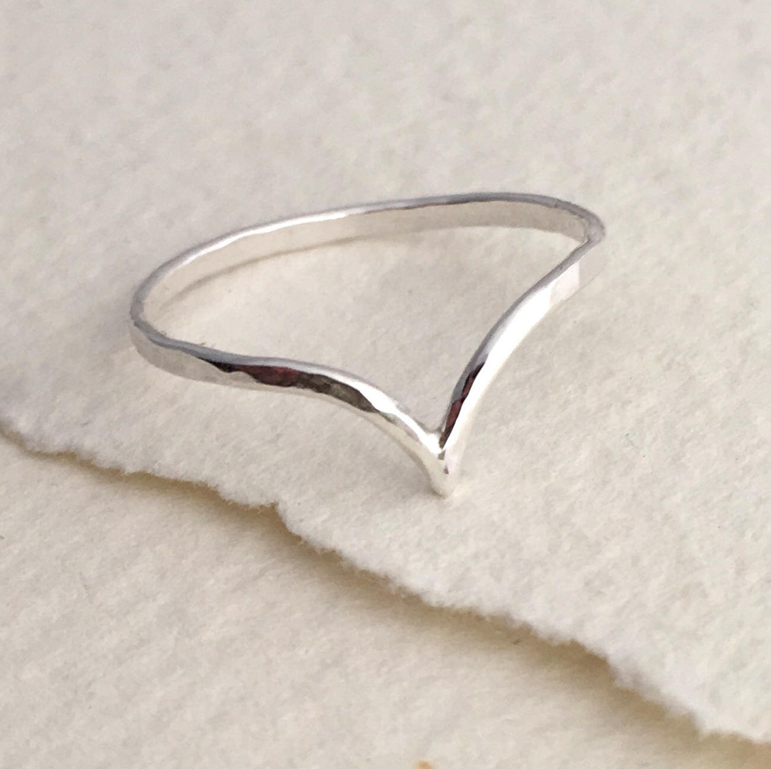 Hammered Wishbone Ring Gold Wishbone Ring Silver Wishbone | Etsy