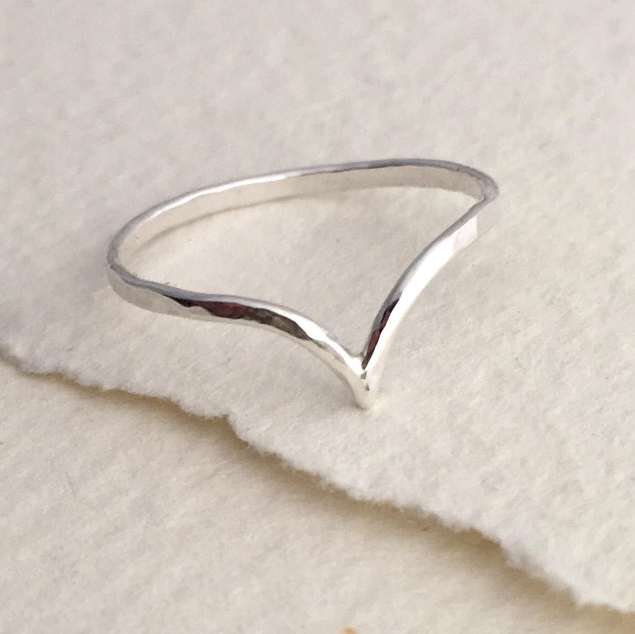 Hammered Wishbone Ring Gold Wishbone Ring Silver Wishbone | Etsy