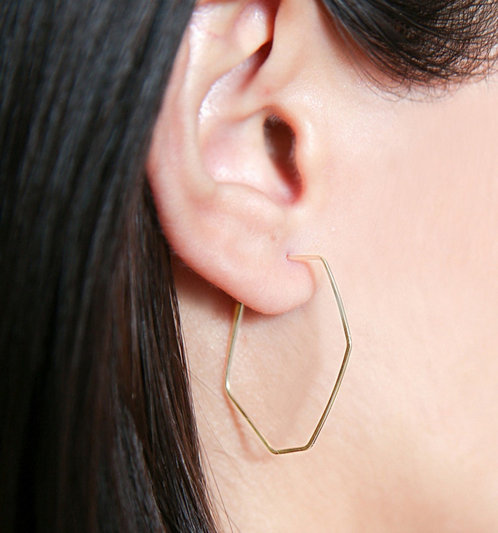 Geometric Hoop Earrings Silver Hoops Gold Hoops Angled - Etsy