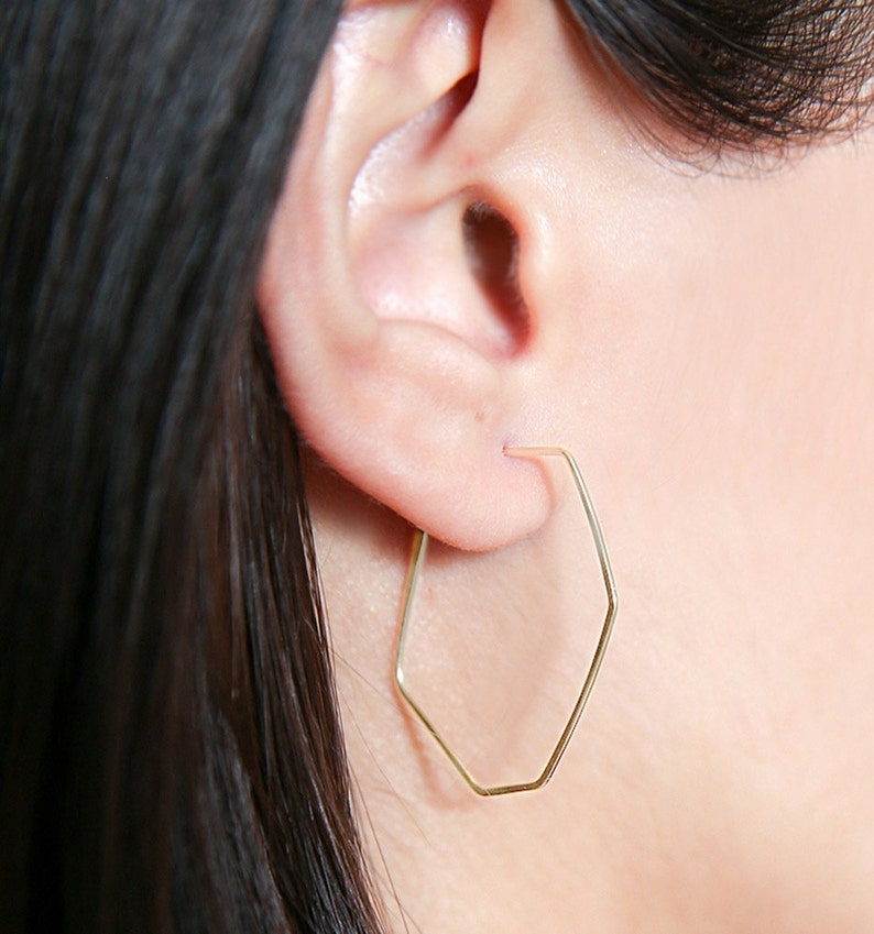 Geometric Hoop Earrings Silver Hoops Gold Hoops Angled - Etsy