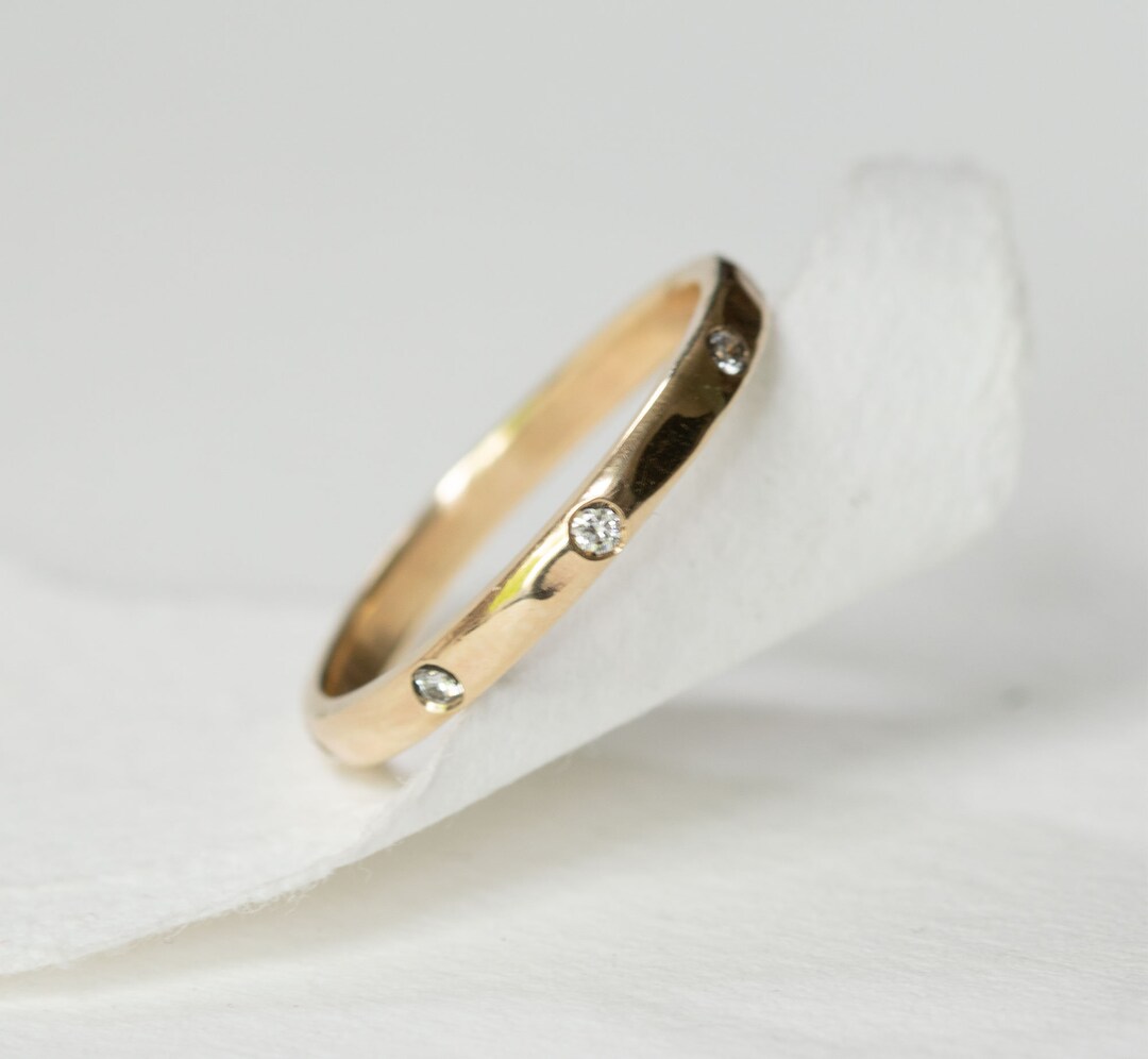 Diamond Studded Wedding Band - Gold Band - Wedding Ring - Diamond ...