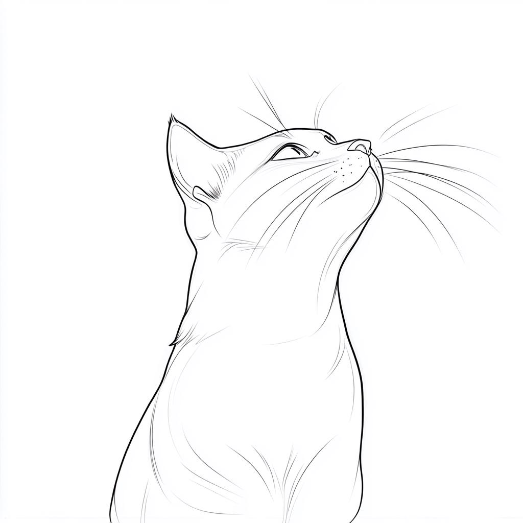 Cat Line Art Illustration, Detailed Kitten Outline (SVG, PNG) - Etsy
