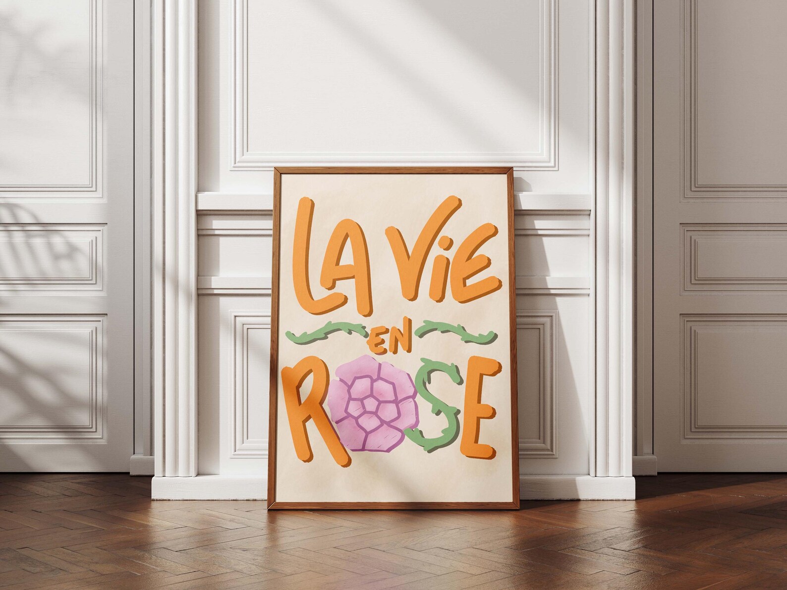 La Vie En Rose Art Print, French Quote Wall Decor, Romantic Parisian ...