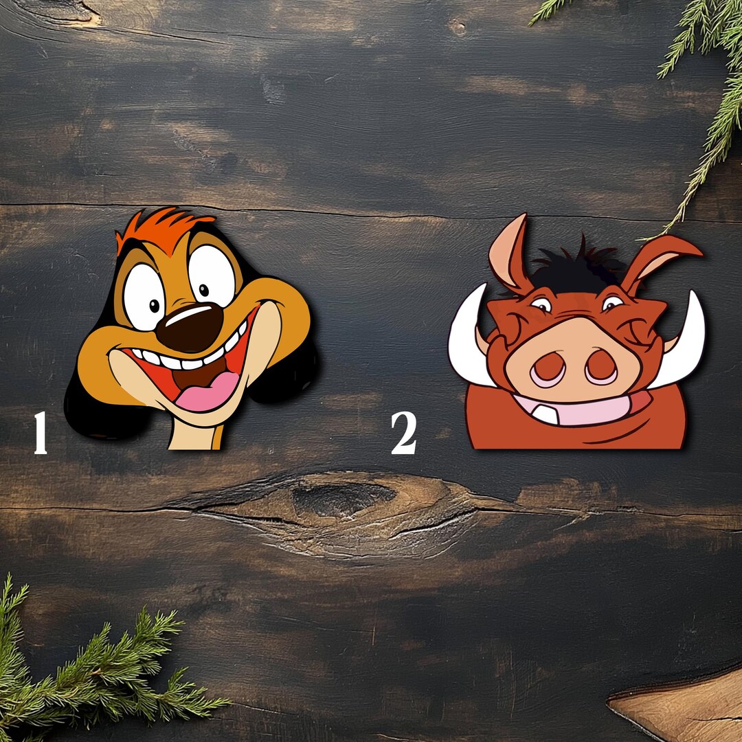 Timon and Pumba Peekaboo Peeker Sticker, Peeking Car Window Decals ...