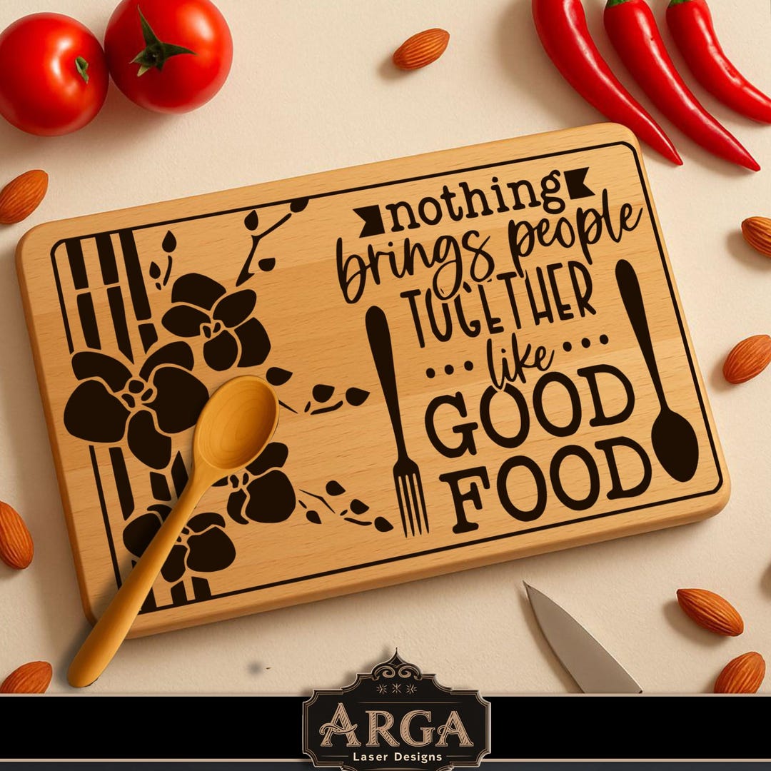 Good Food Board, Quotes SVG Laser File for Cutting Board, Rectangular ...