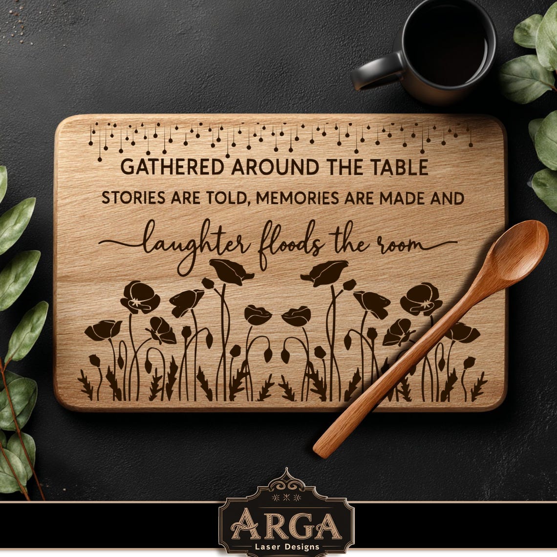 Laser Cut Cutting Board SVG File: Charcuterie Board Design (digital ...