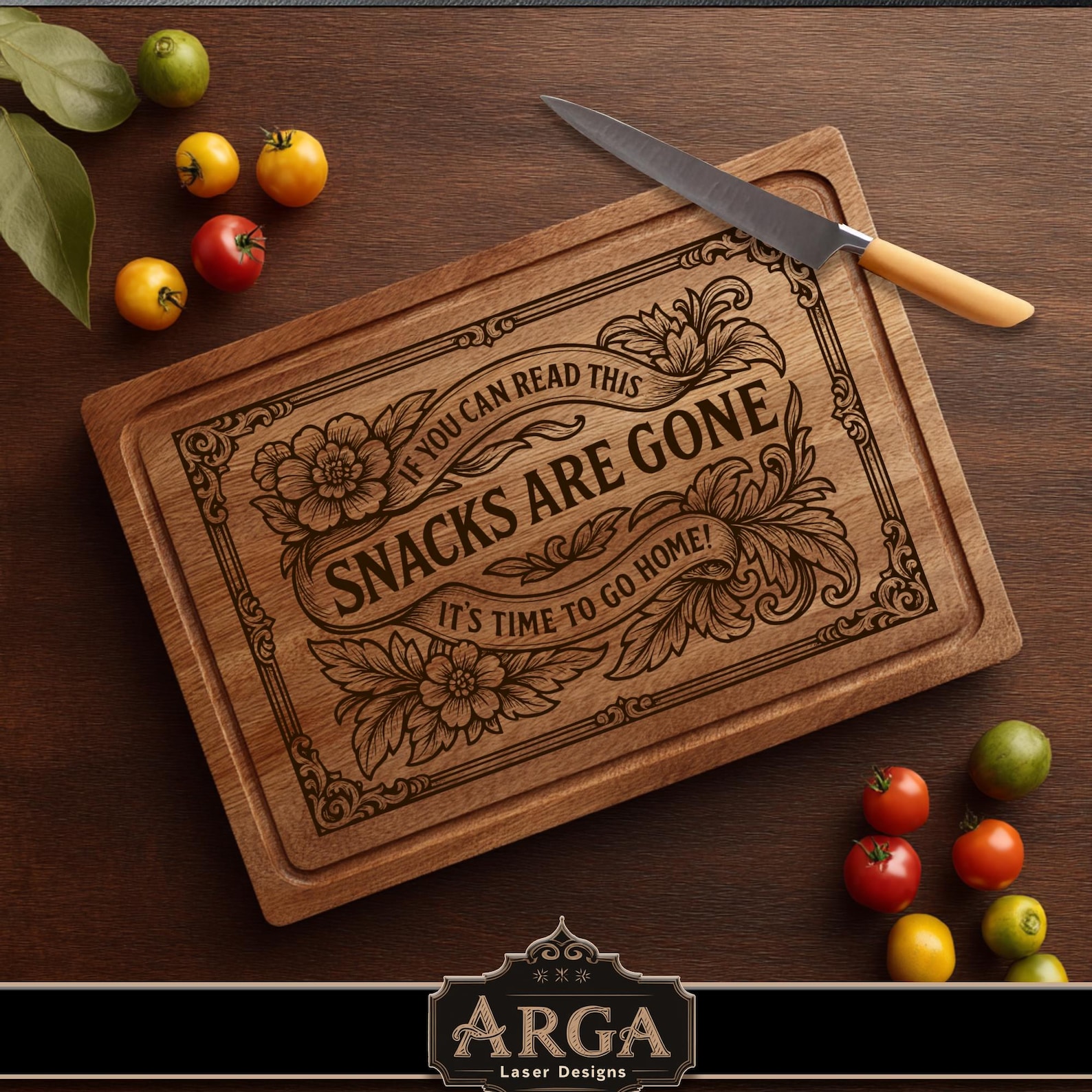 Snacks Are Gone Cutting Board SVG: Laser Engraving File (digital ...