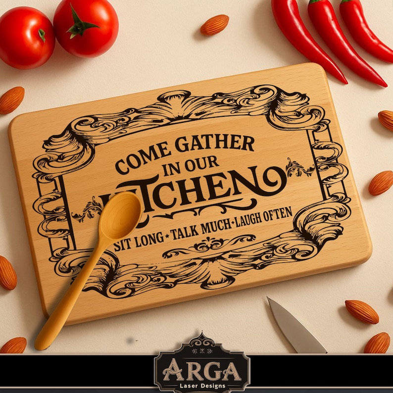 Laser Cut Charcuterie Board SVG File: Kitchen Cutting Board Design ...