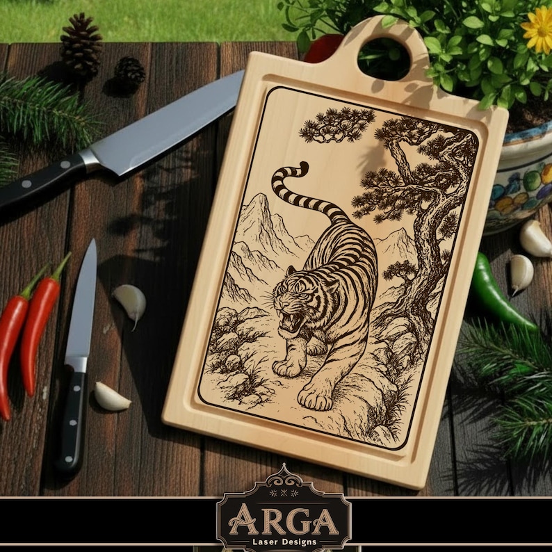 Tiger Roar Cutting Board SVG File: Laser Engraving Design (digital ...