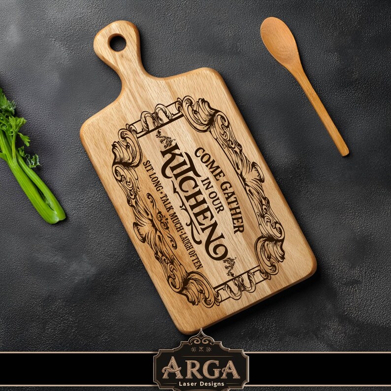 Laser Cut Charcuterie Board SVG File: Kitchen Cutting Board Design ...