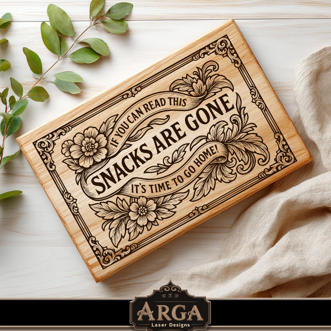 Snacks Are Gone Cutting Board SVG: Laser Engraving File (digital ...