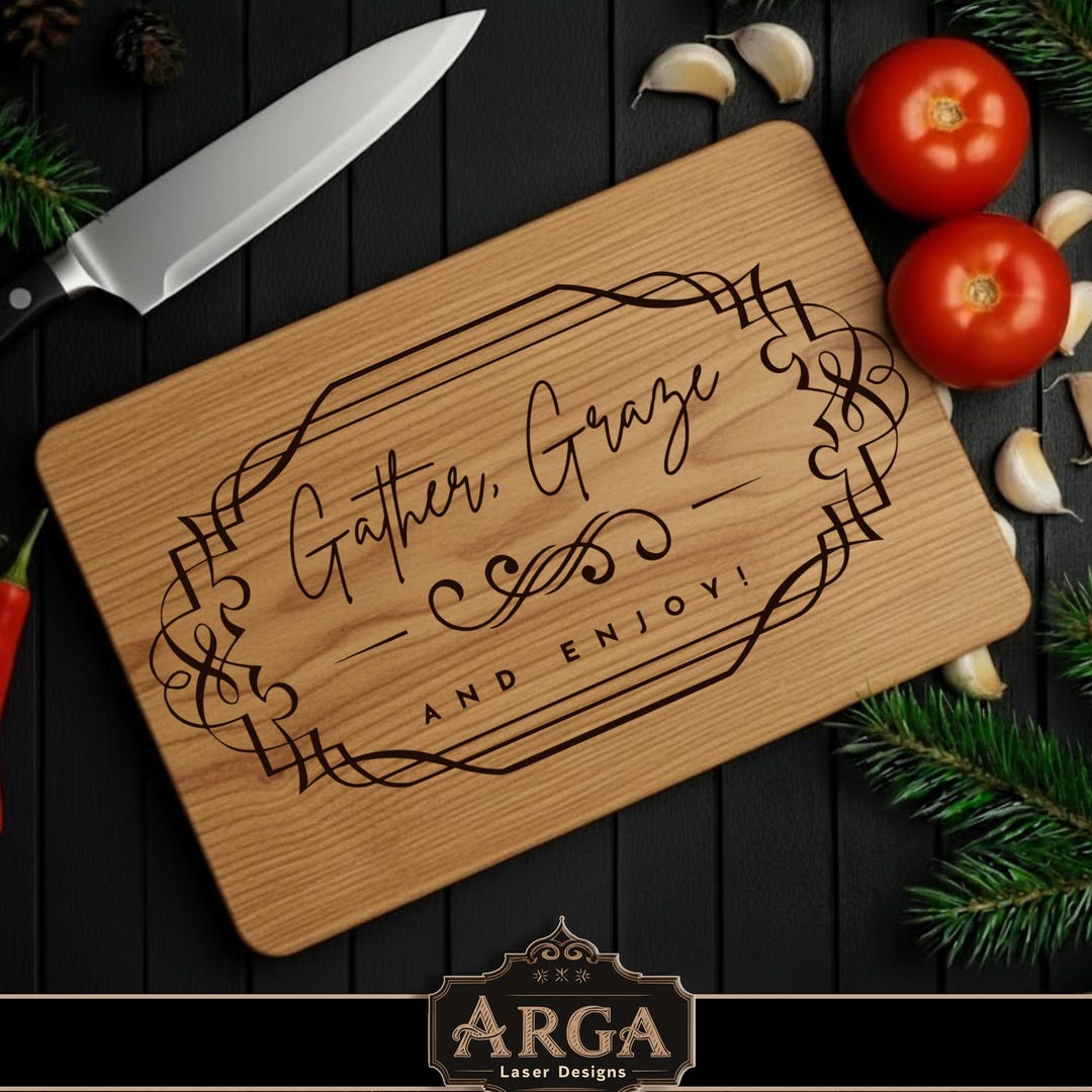 Gather Cutting Board SVG Laser File: Charcuterie Board Design (digital ...