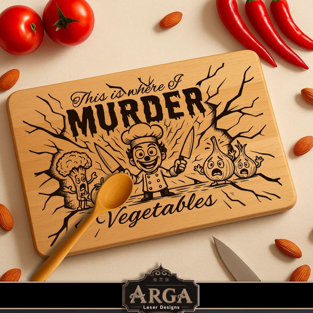 Murder Vegetables SVG Laser File for Cutting Board, Rectangular Cutting ...