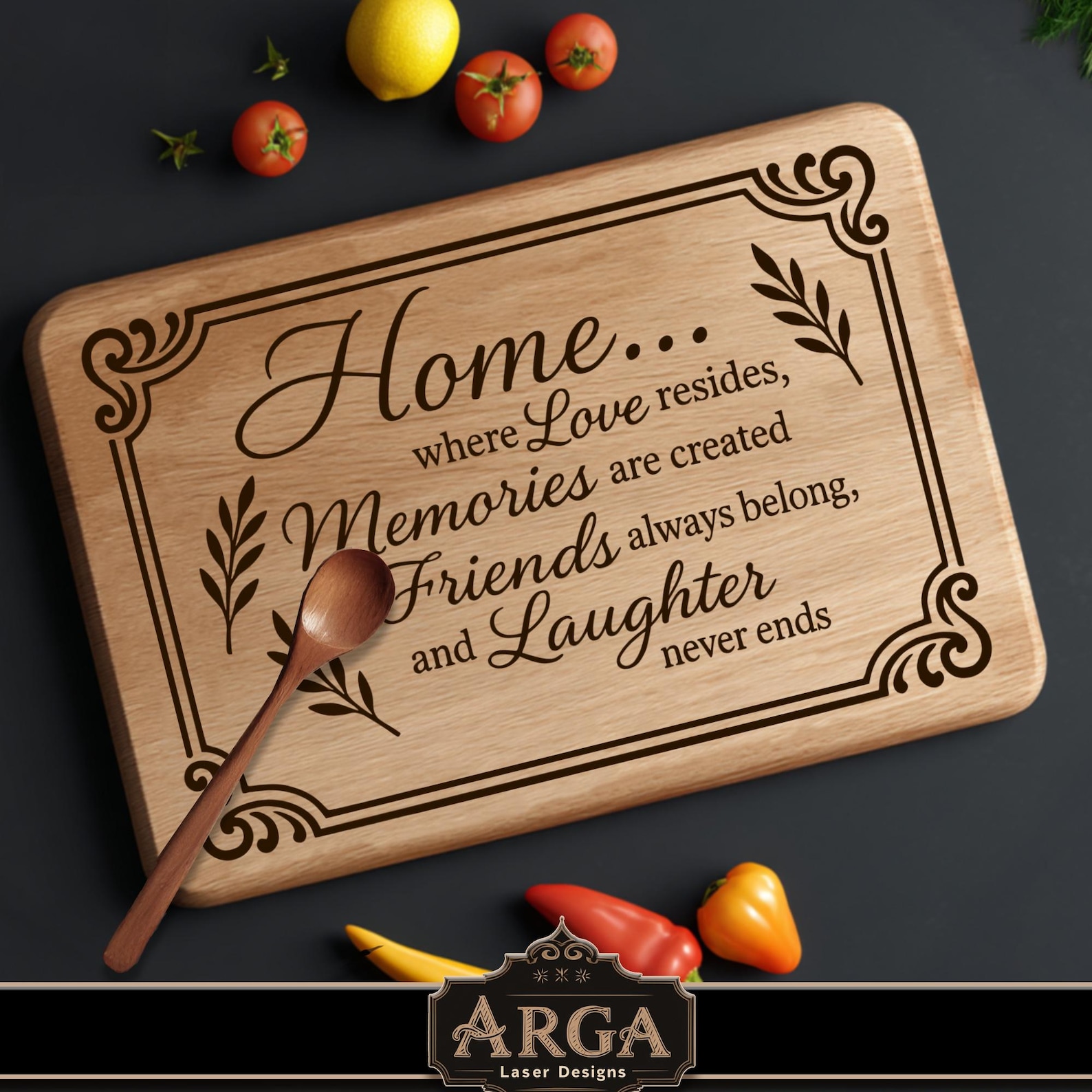 Home Charcuterie Board SVG Laser File: Cutting Board Design (digital ...