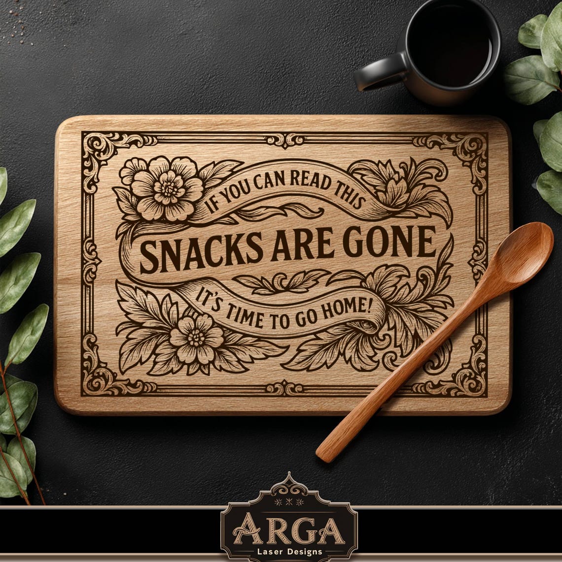 Snacks Are Gone Cutting Board SVG: Laser Engraving File (digital ...