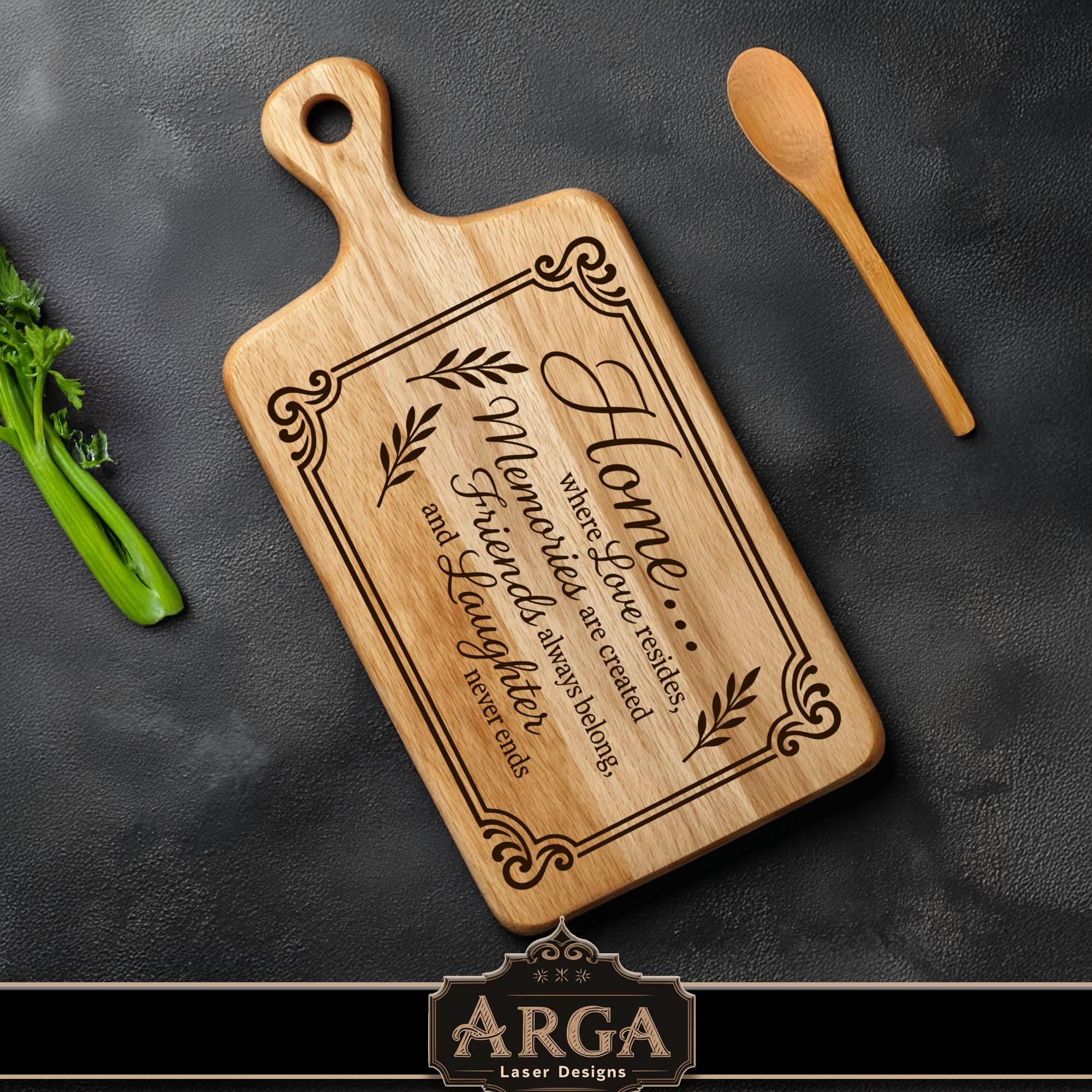 Home Charcuterie Board SVG Laser File: Cutting Board Design (digital ...