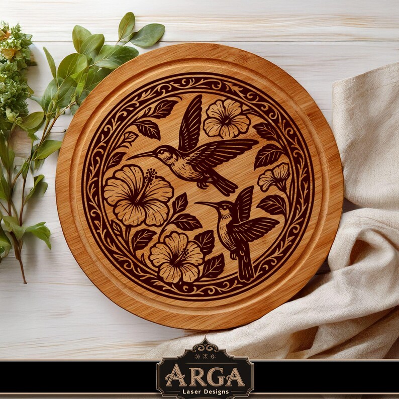 Hummingbird Charcuterie Board SVG Laser File: Cutting Board Design ...