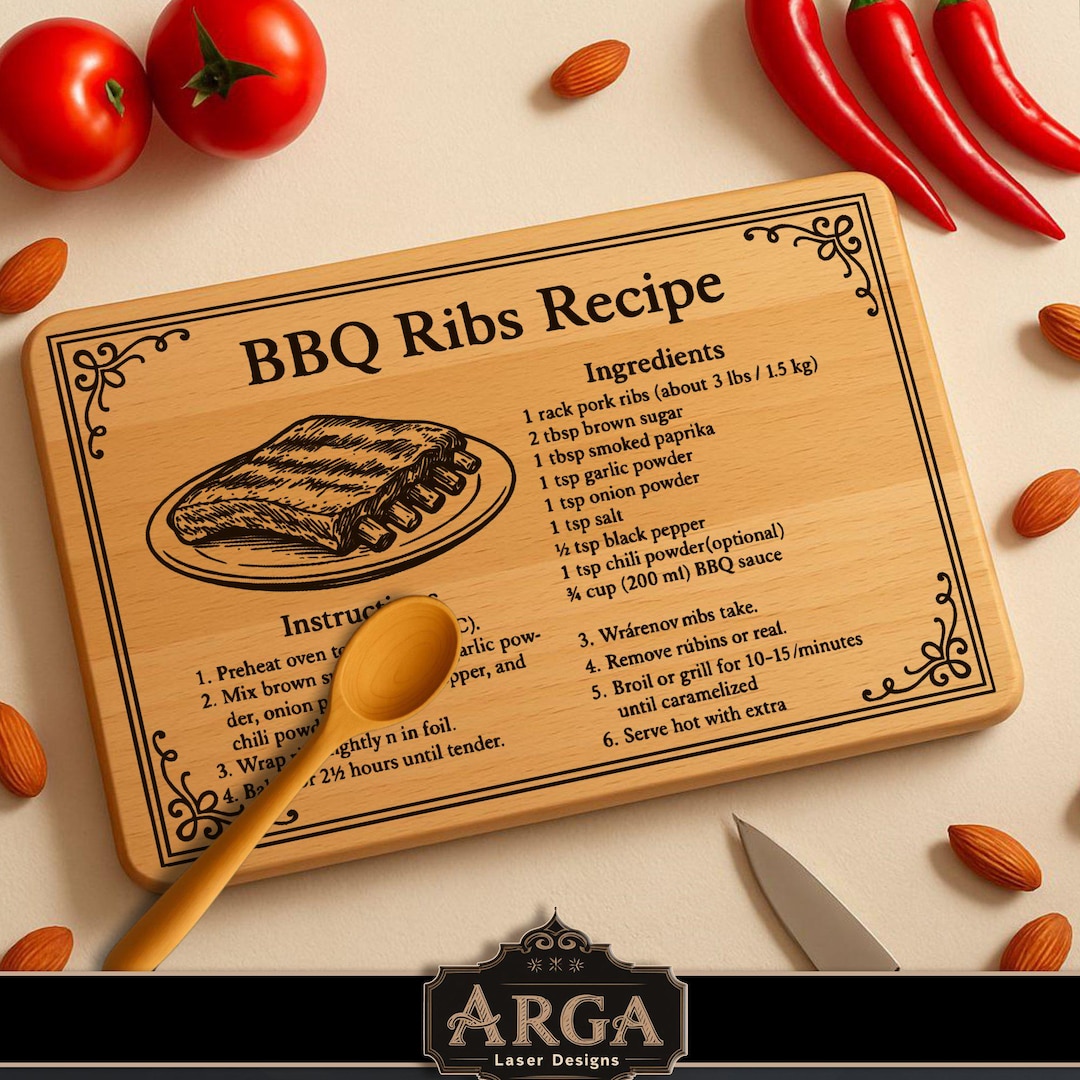 BBQ Ribs Rezept Charcuterie Brett SVG Laser-Datei (Digitaler Download ...