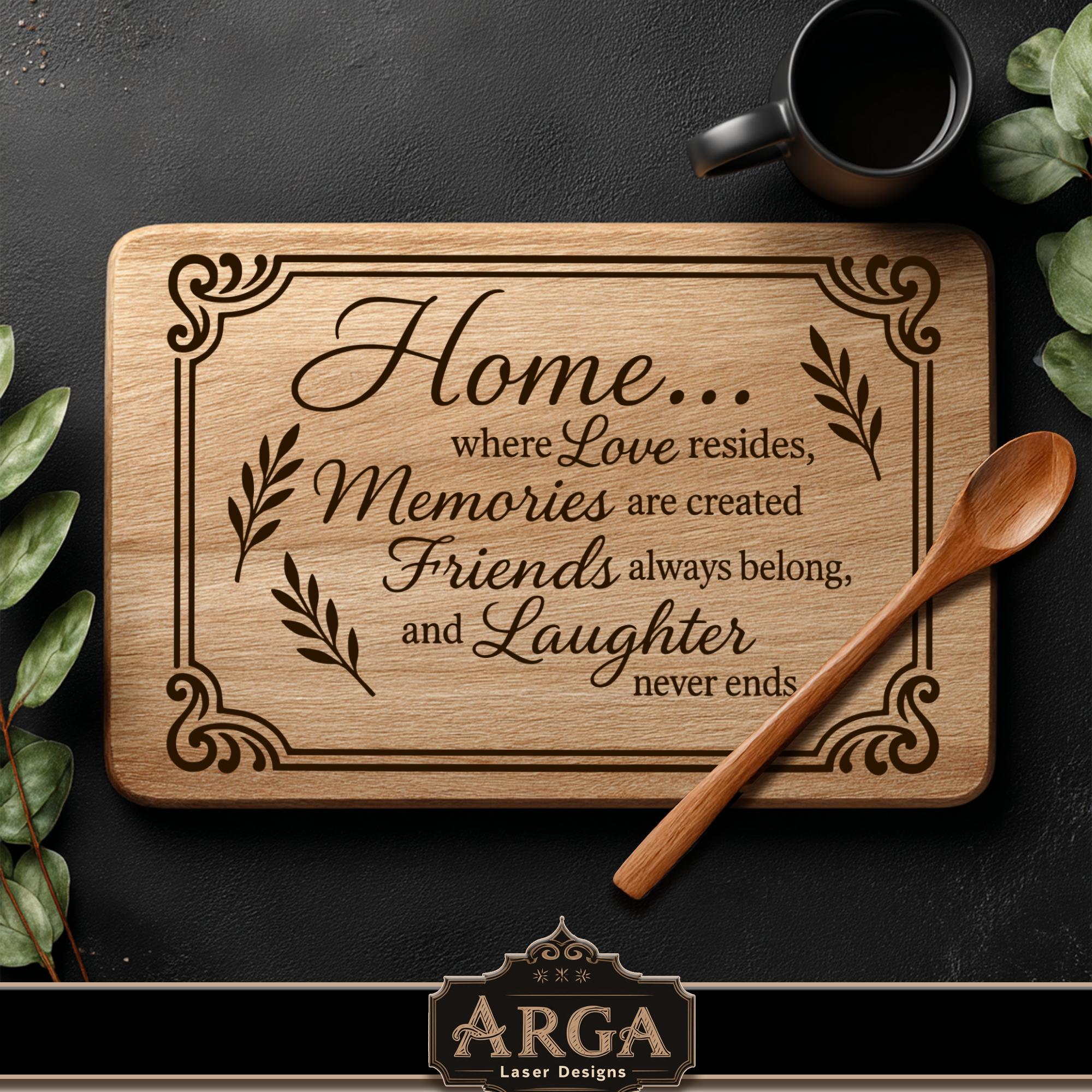 Home Charcuterie Board SVG Laser File: Cutting Board Design (digital ...