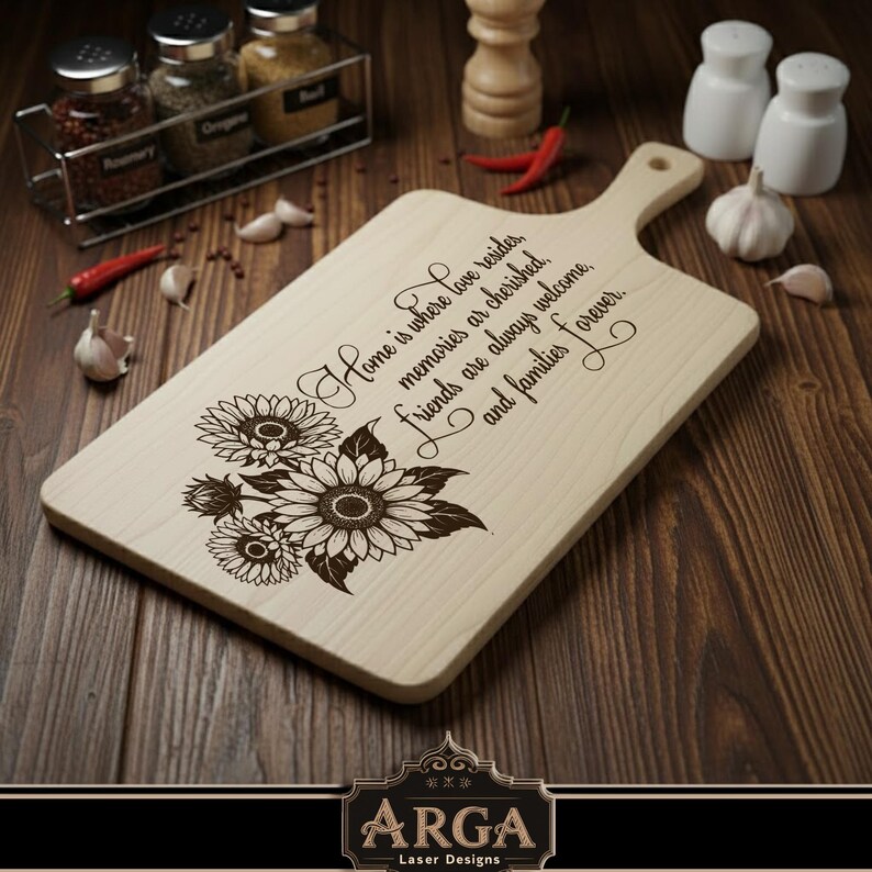 Home V4 Charcuterie Board SVG Laser File: Cutting Board Design (digital ...
