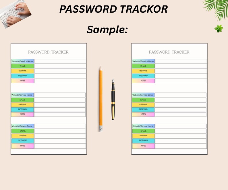 Password Tracker Printable | Password Log Book |cute Password Tracker ...