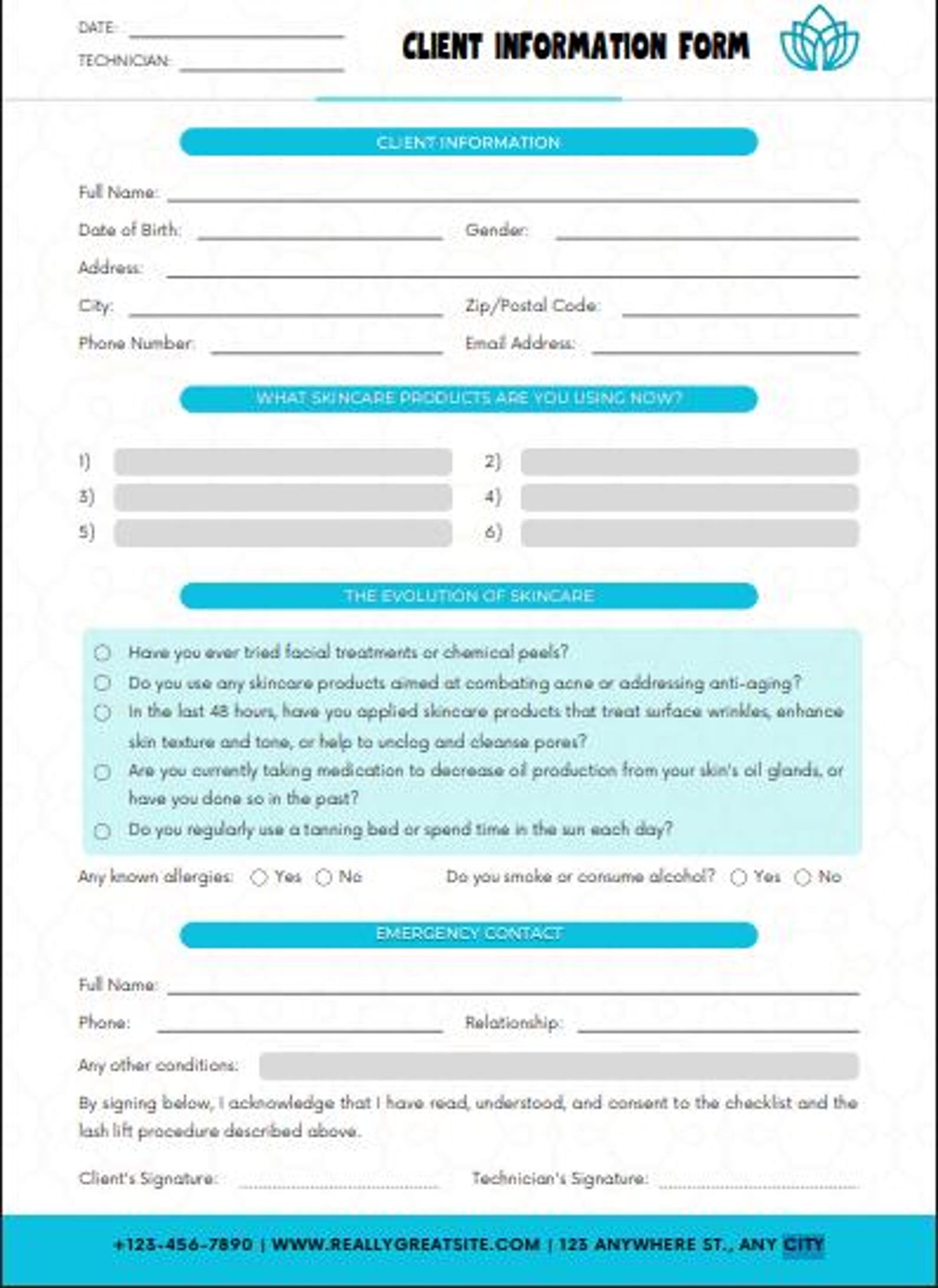 Customizable Client Intake Form PDF Professional & Editable Skincare ...