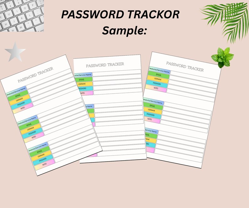 Password Tracker Printable | Password Log Book |cute Password Tracker ...