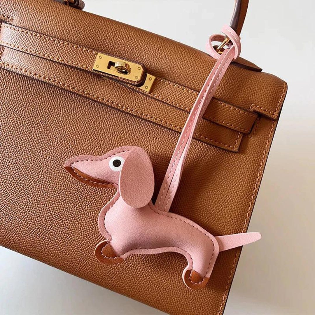 Dachshund Leather Keychain – Sausage Dog Bag Charm, Cute Dog Pendant ...