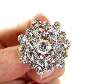 5 Pearl Rhinestone Buttons OVAL Vintage Inspired Wedding | Etsy