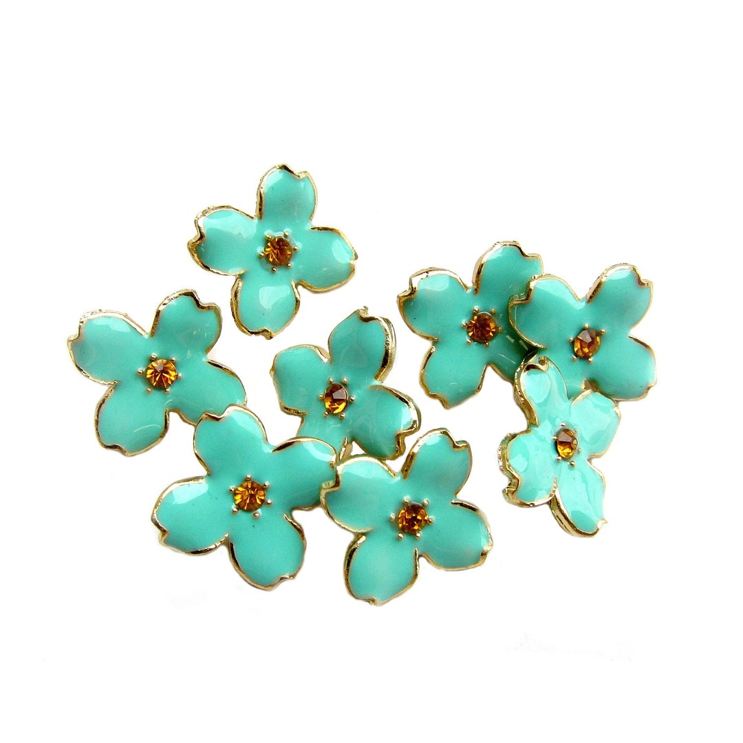 10 Pastel Green Enamel Buttons Hydrangea Petal - Earring Stud ...