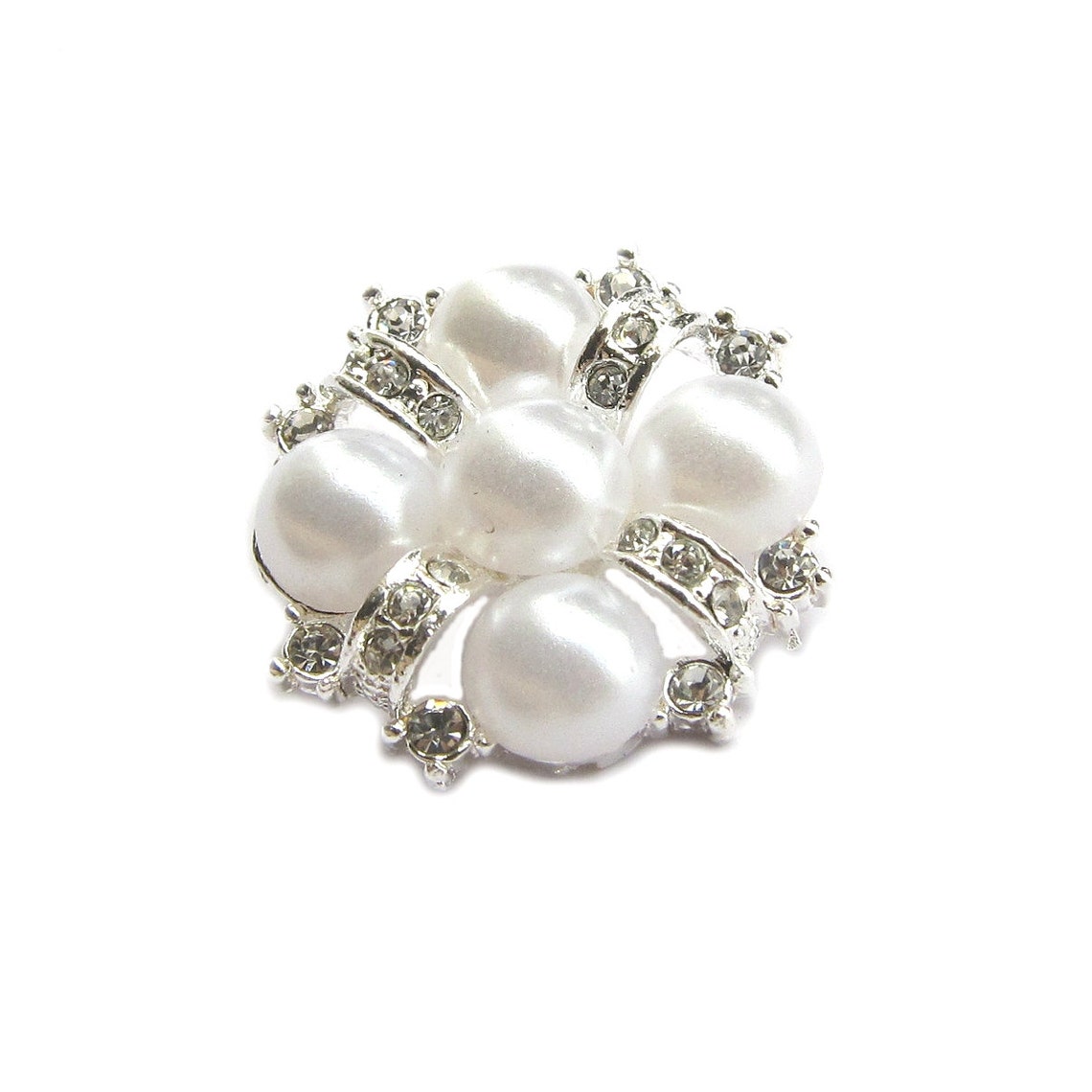 5 Pearl Crystal Rhinestone Buttons Hair Pin Accessories | Etsy