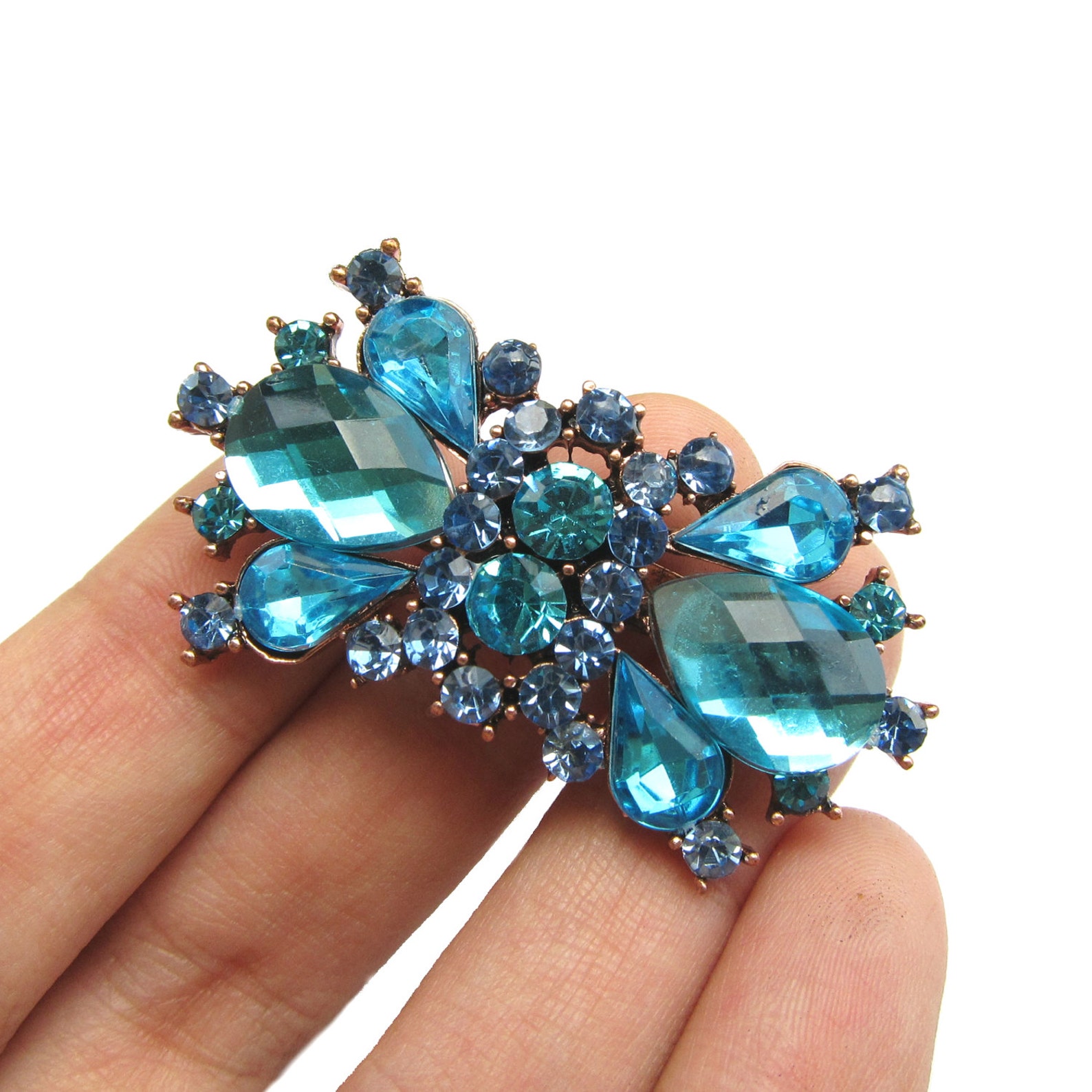 5 Blue Rhinestone Buttons Wedding Hair Accessories Something - Etsy