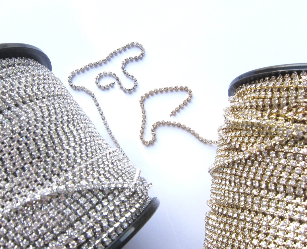 SS6.5 Rhinestone Chain 6 Feet Length, Trim, Crystal, Vintage Trim ...