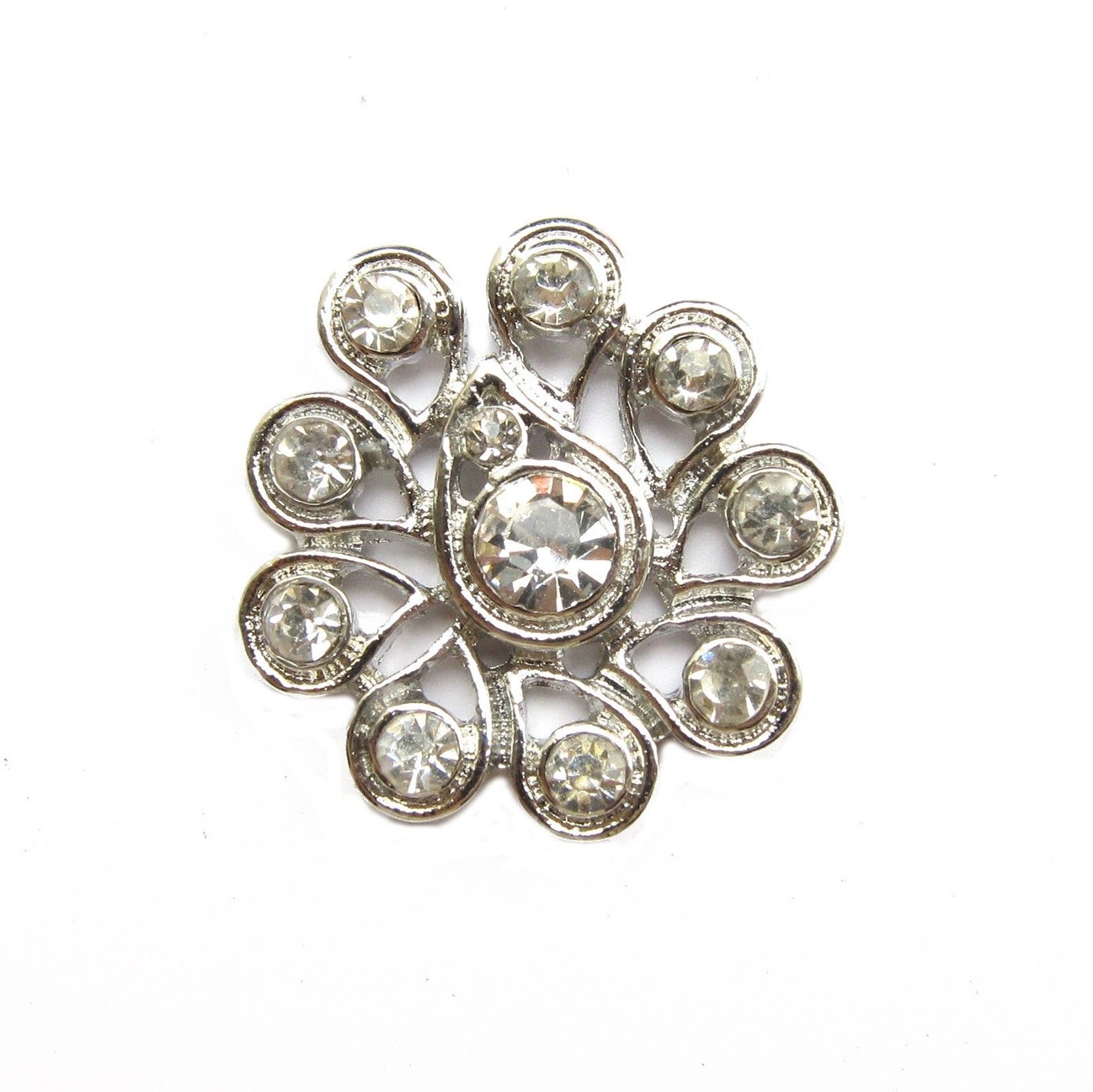 5 Crystal Rhinestone Buttons Flatback - Wedding Invitation Card Hair ...