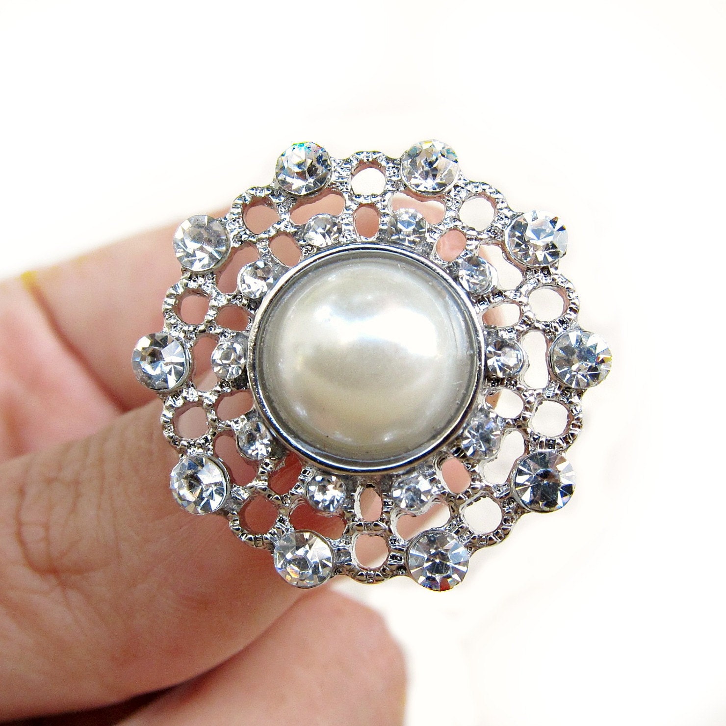 5 Pearl Crystal Rhinestone Buttons for Wedding Decoration - Etsy