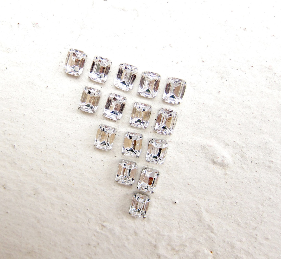 40 Rose Montees Emerald Cut 8mm X 6mm Rhinestone Beads for Wedding Gown ...